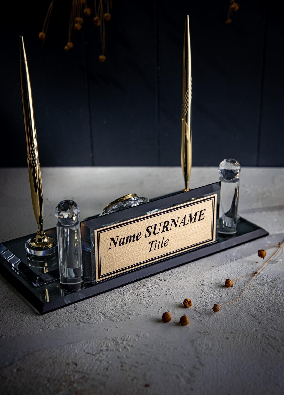 Custom Glass Desk Name Plate: Engraved Office Decor, New Job Gift - Etsy