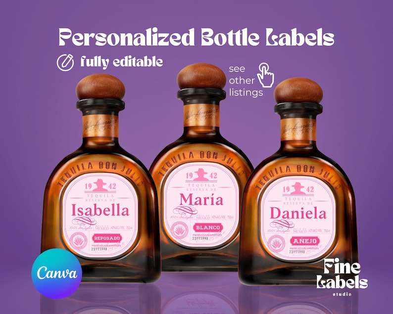 Custom Tequila Label Template: Editable Don Julio Blanco Design ...