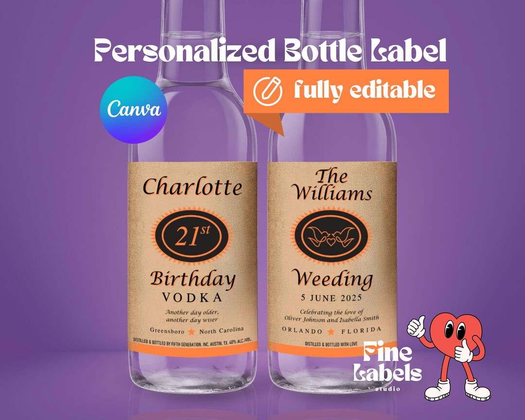 Custom Tito's Vodka Label Template: Mini Bottle Favor (digital Download ...