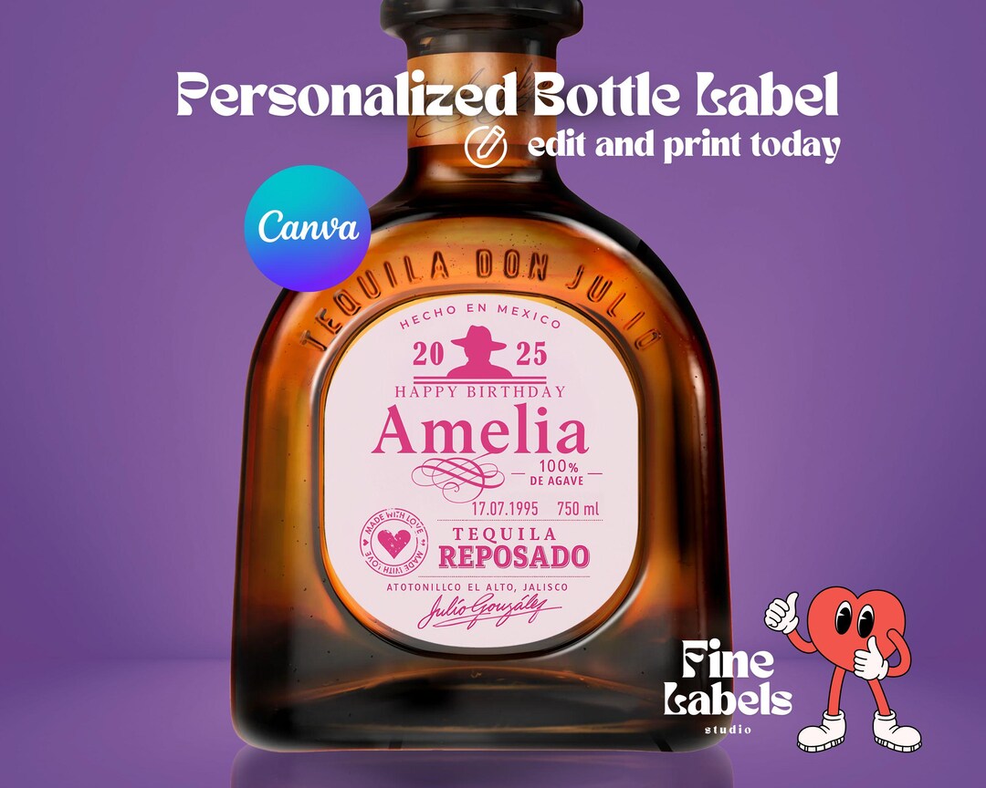 Don Julio Custom Label Canva Template, Custom Pink Don Julio Label Girl ...