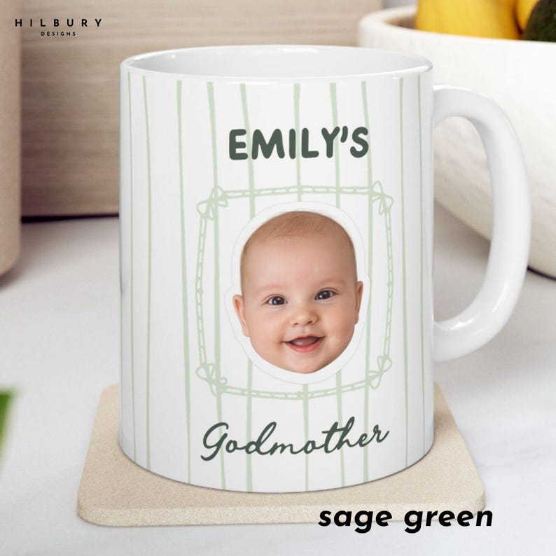 Godmother Proposal Mug, Custom Photo Striped Mug, Godparent Gift From ...