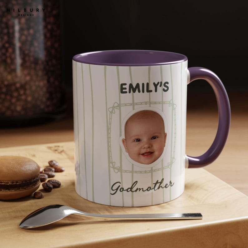 Godmother Proposal Mug, Custom Photo Striped Mug, Godparent Gift From ...