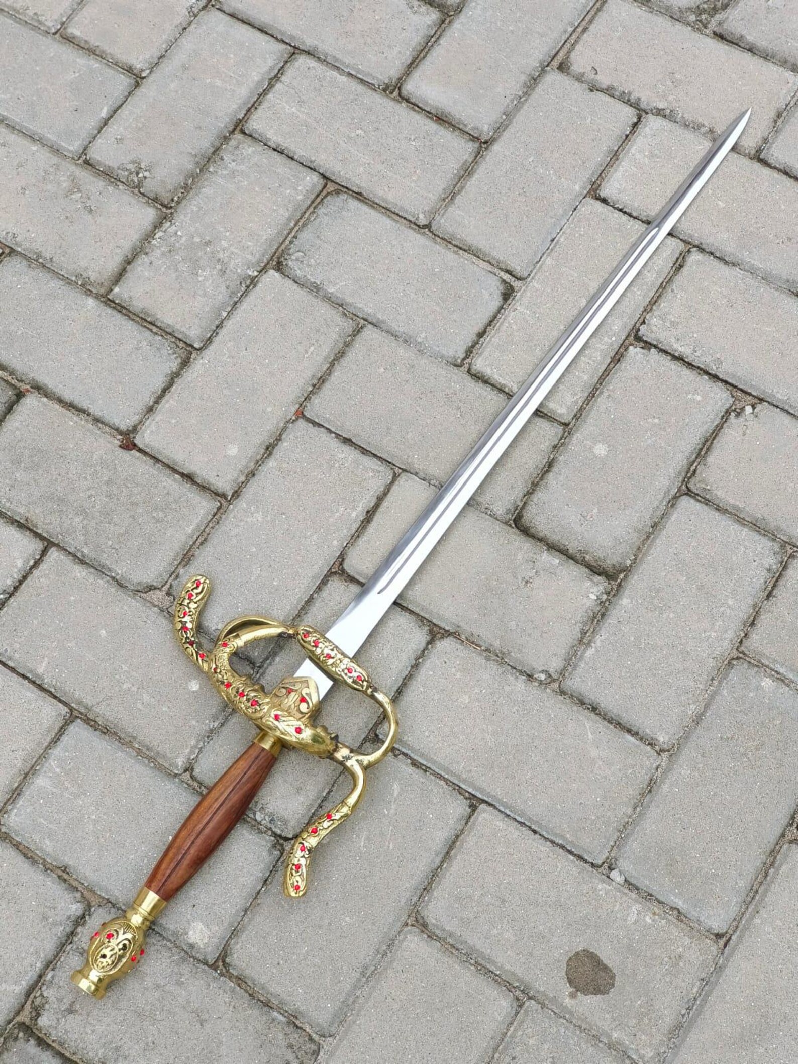 Elegant Golden Hilt Rapier Sword With Scabbard – Decorative Collectible ...