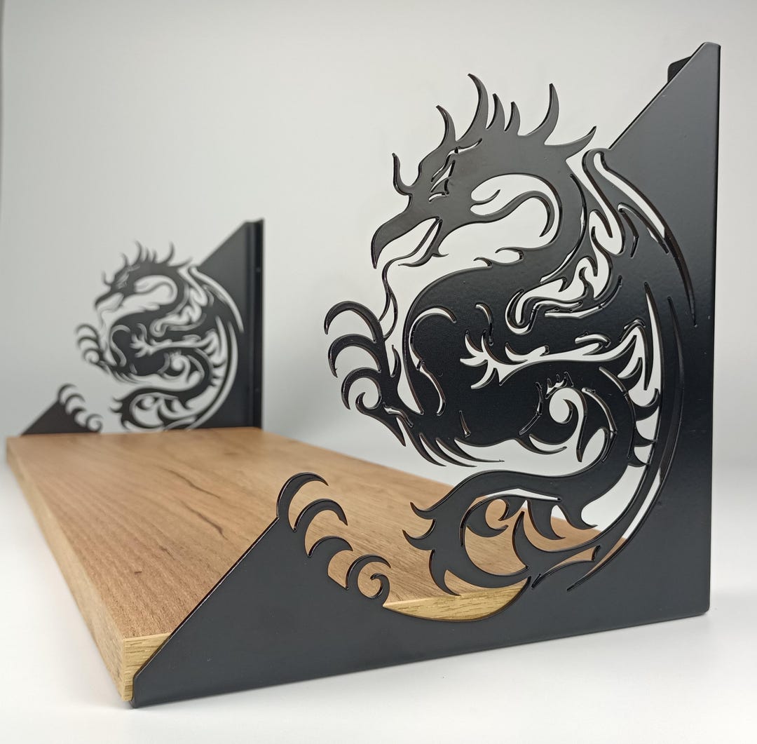 Dragon Bookend - Fantasy Decor | DXF File for CNC, Mythical Steel Art ...