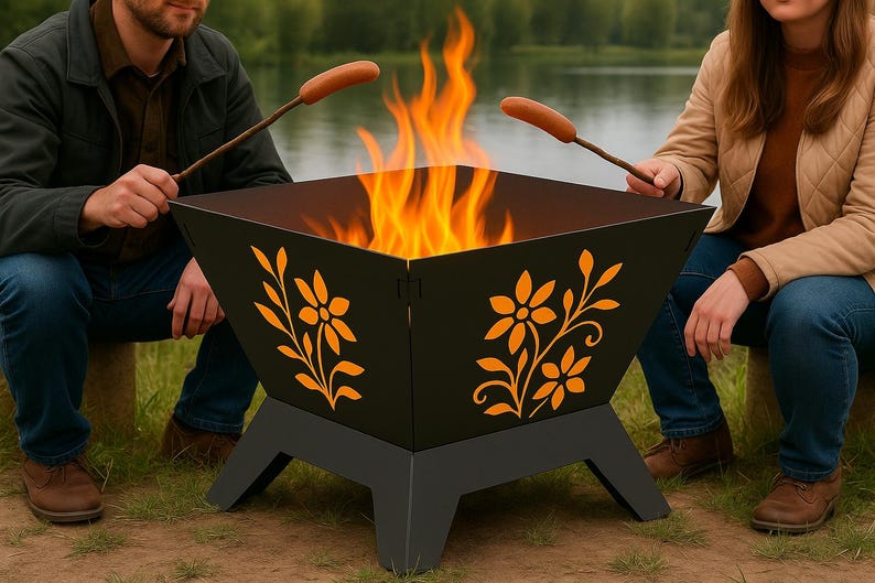 FLOWER Fire Pit DXF Project - Complete DIY Plans & Bending Drawings ...