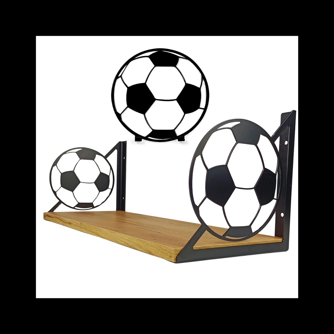 Football Shelf Brackets DXF + Wall Hook DXF – Soccer Bookend Set | 3 ...