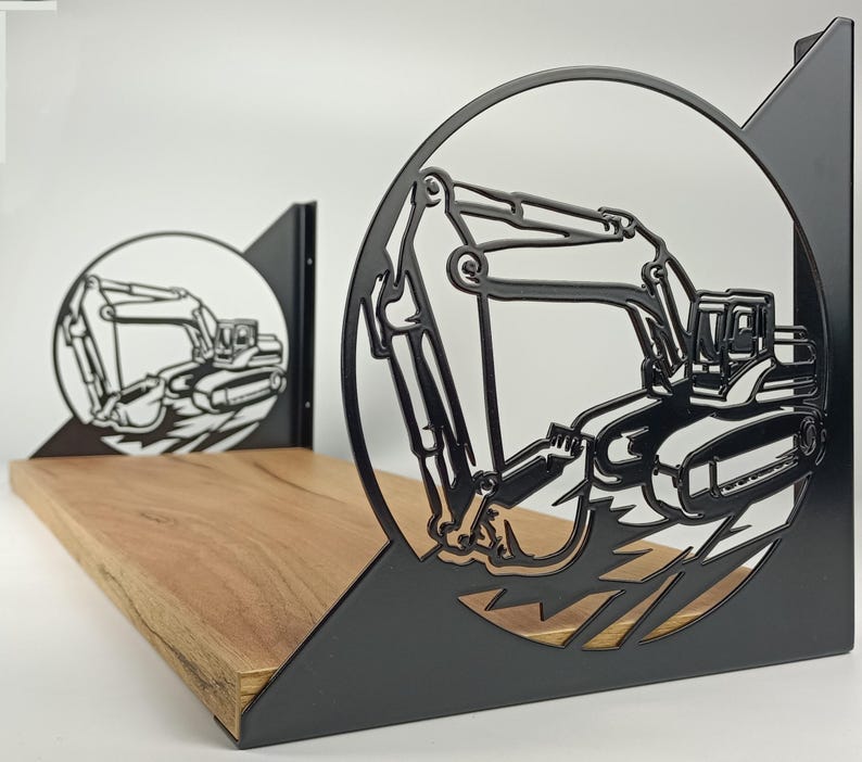 Excavator Shelf Brackets DXF – Heavy Machinery Steel Bookends, CNC ...