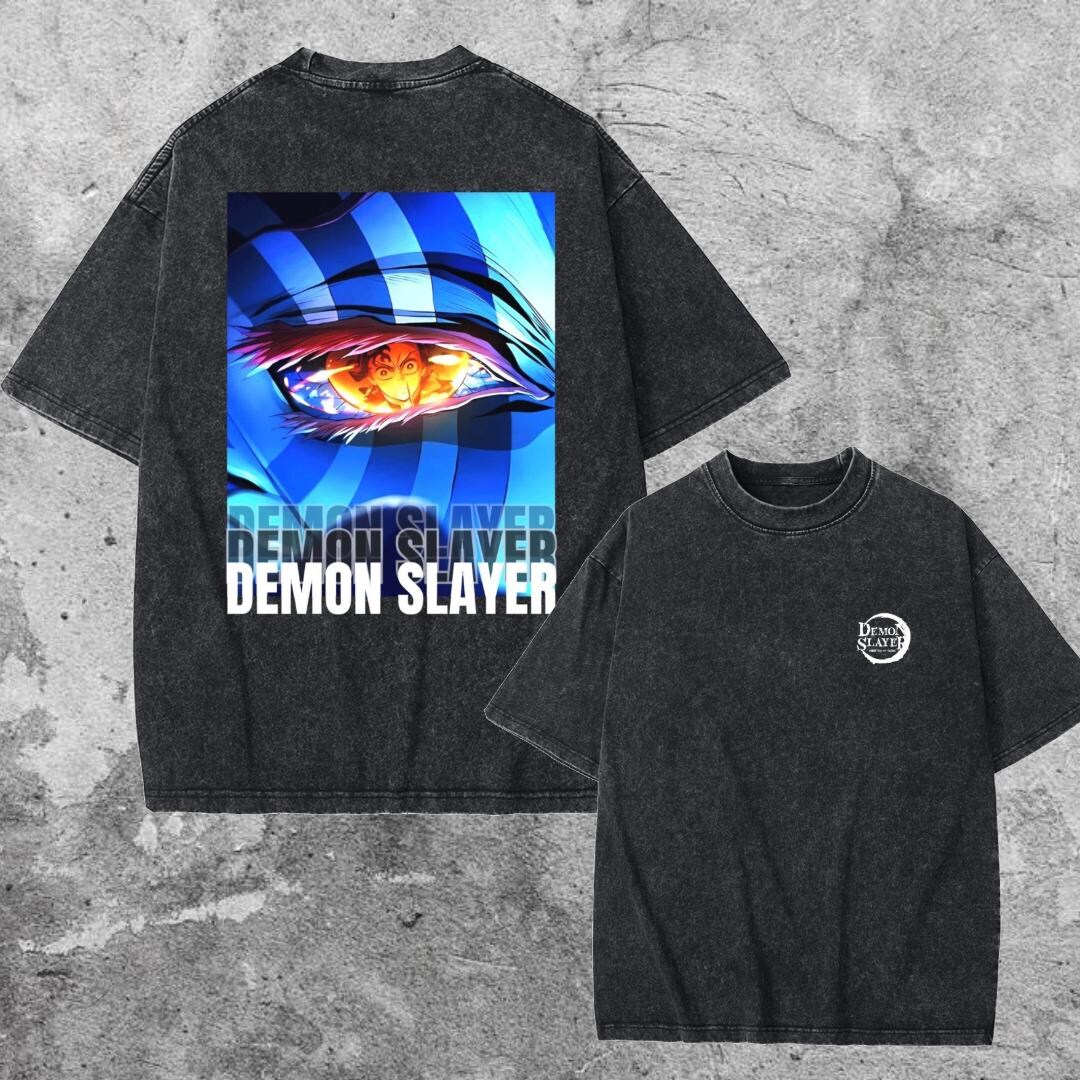 Demon Slayer Akaza Graphic T-shirt | Vintage Wash Anime Streetwear - Etsy