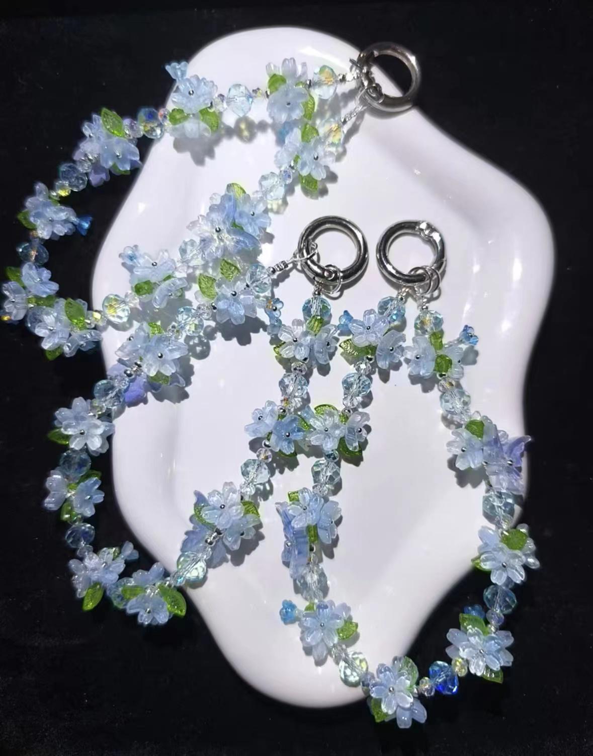 Blue Glass Flower Keychain: Cute Bag Charm - Etsy