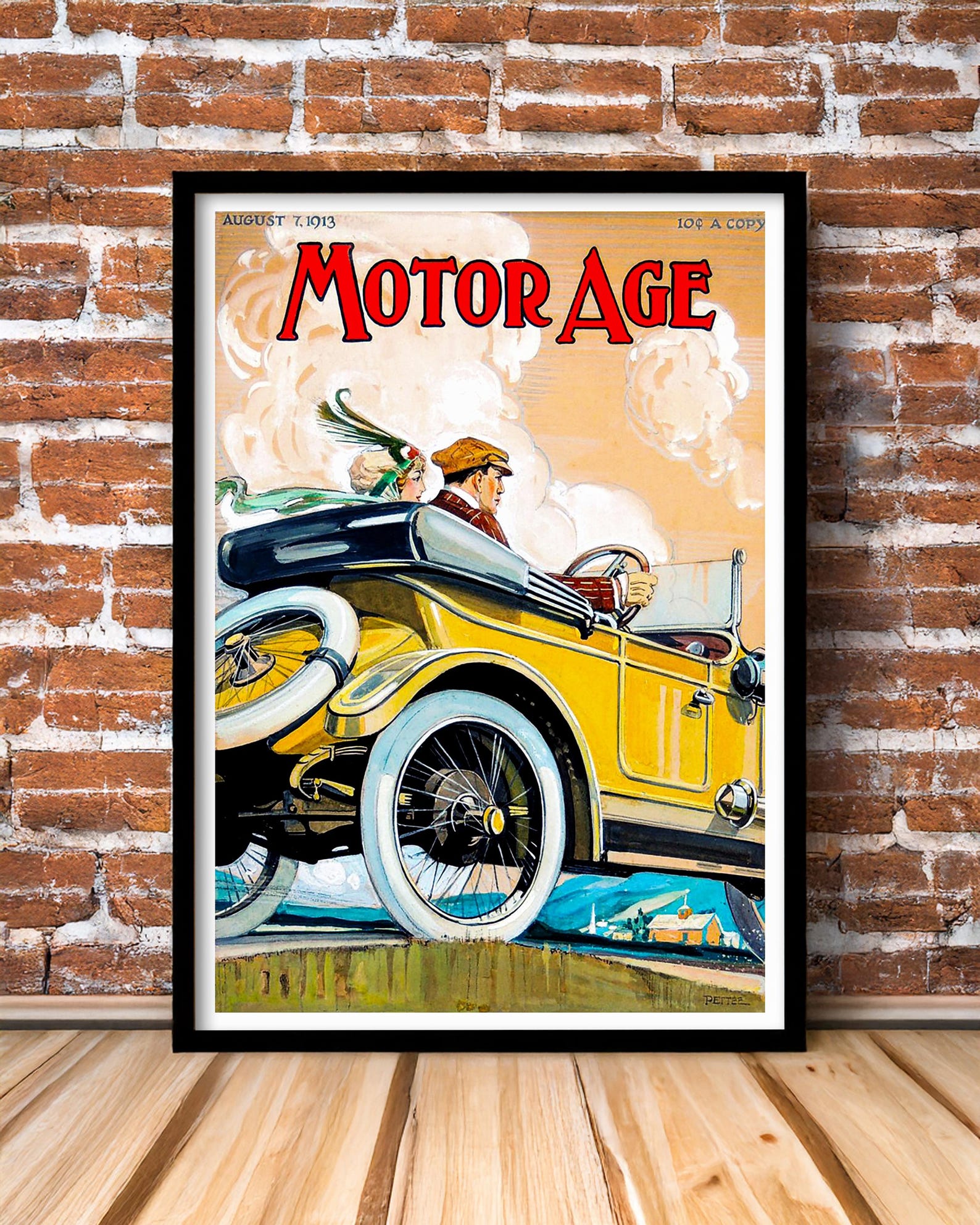 Vintage Car Poster / 1913 Motor Age Magazine Cover / Antique Automobile ...