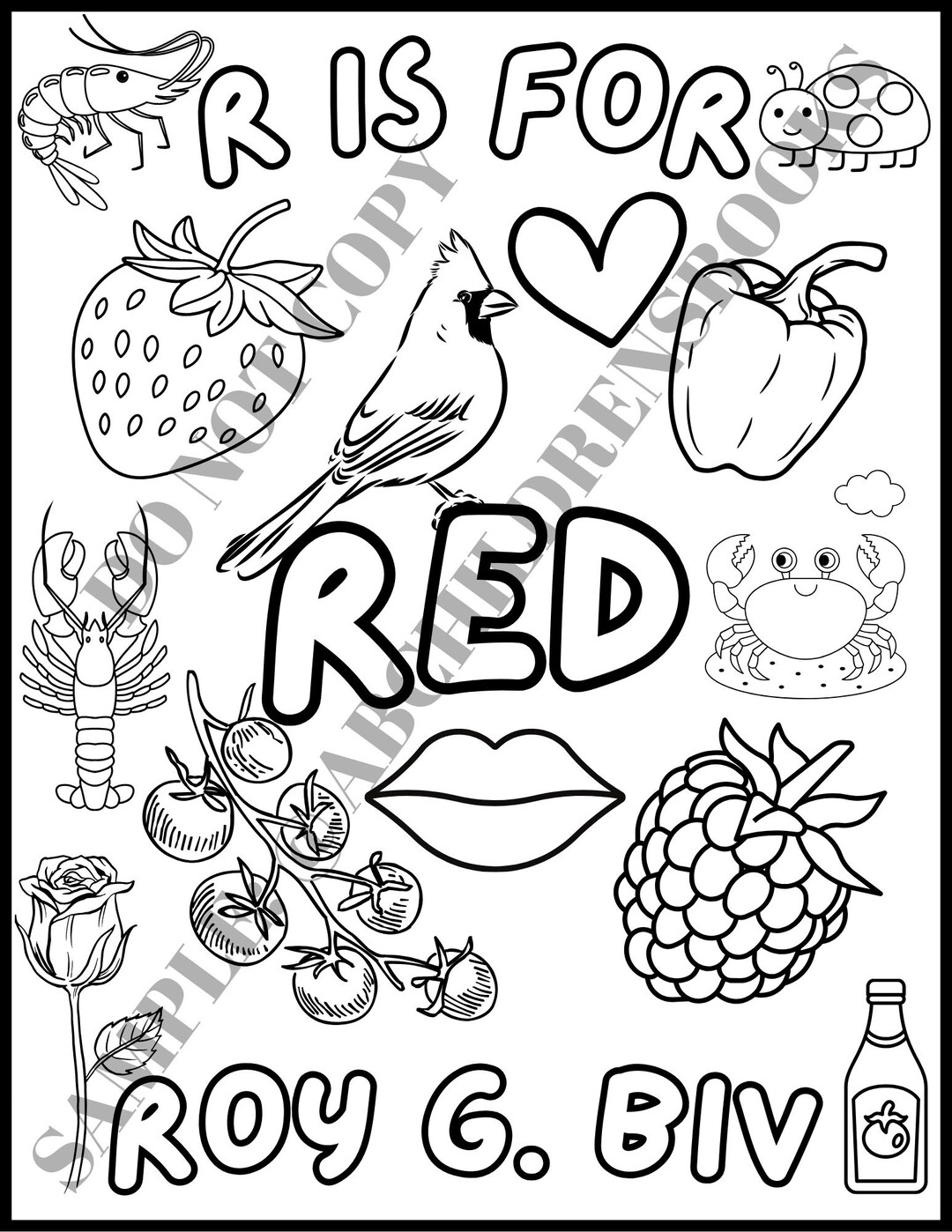 Digital Rainbow Coloring Pages Printable Coloring Pages ROY G BIV ...