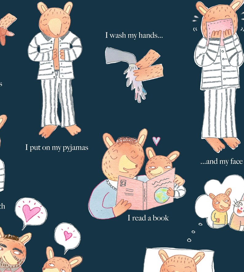 Bedtime Routine Kids Poster Growing up Poster Kids Bedroom Art Print ...