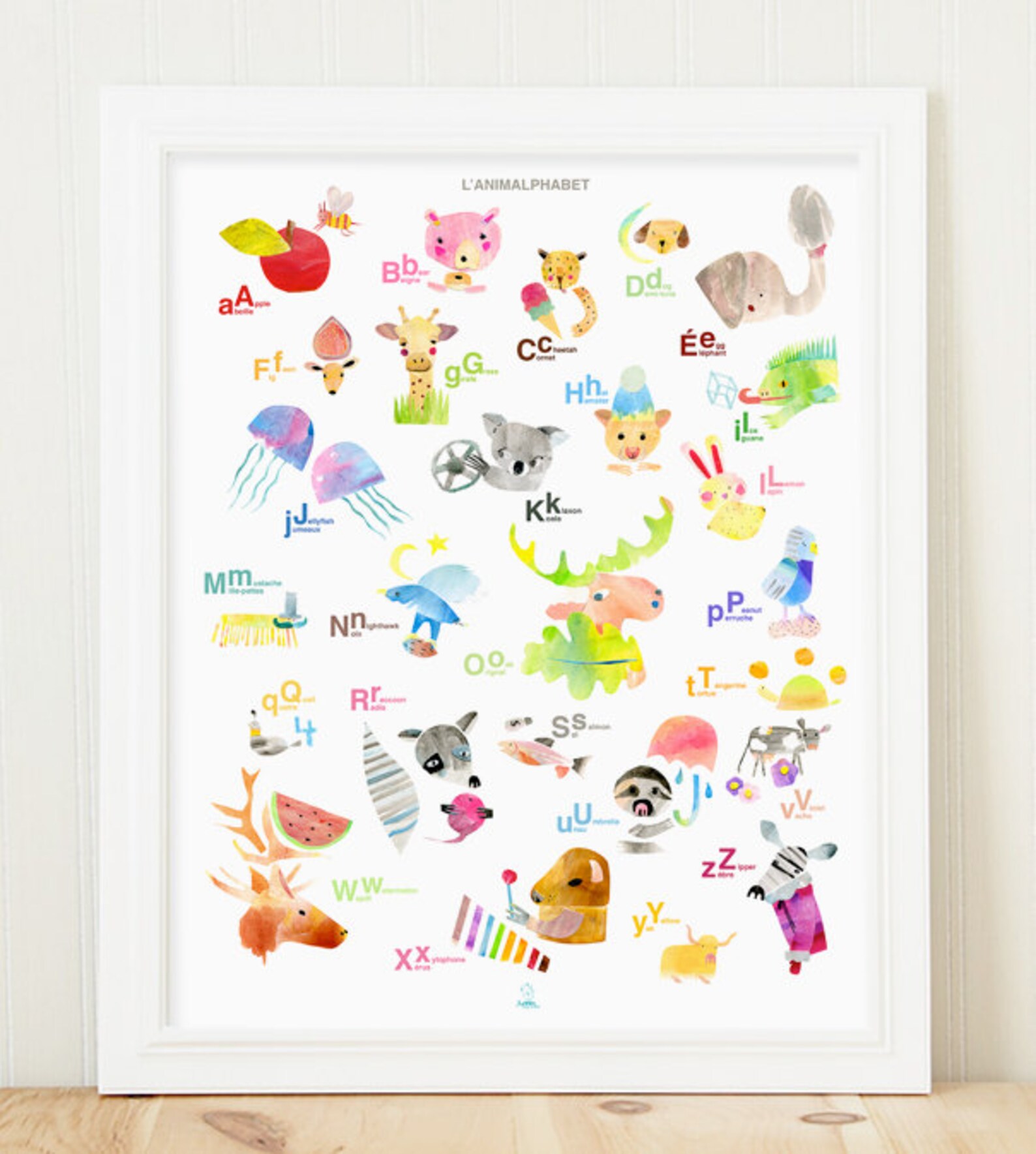 French English Alphabet Poster Art Print Bilingual Learn - Etsy