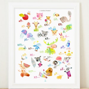 French English Alphabet Giclee Poster 26 Illustrations Bilingual ...