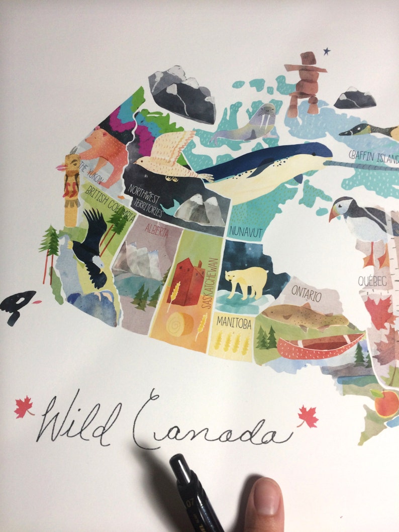 XL Map Canada, Wilderness Art, Canada Poster Canada Print, Map Art ...