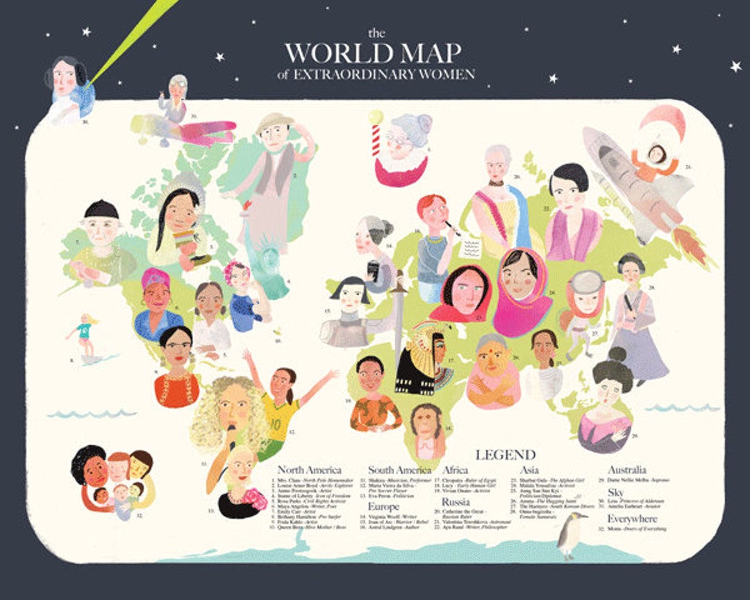 The World Map of Extraordinary Women Poster Print 16x20 Wall Art World ...