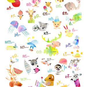 French English Alphabet Poster Art Print Bilingual Learn French ...