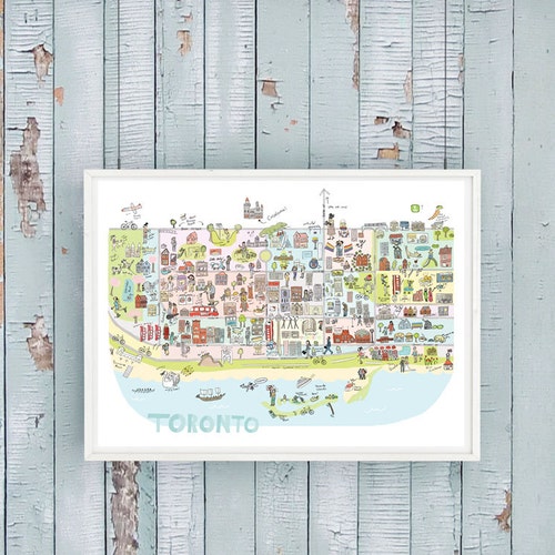 Toronto Map Illustration Illustrated Toronto Map 12x16 - Etsy