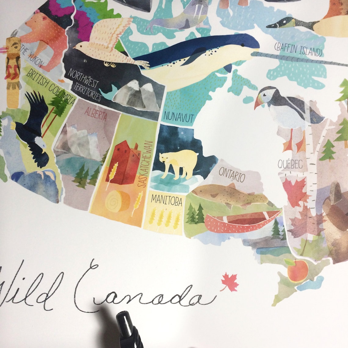 Map of Canada Illustrated Canada Watercolour Bright Whimsical - Etsy