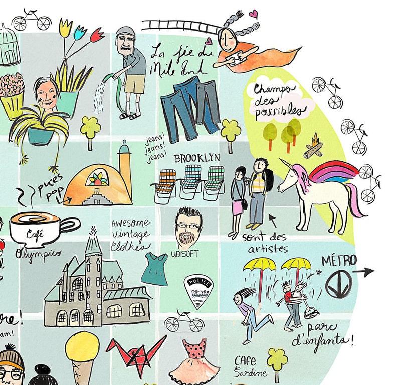 Map Montreal Essentials Mile End Original Funny Bilingual - Etsy