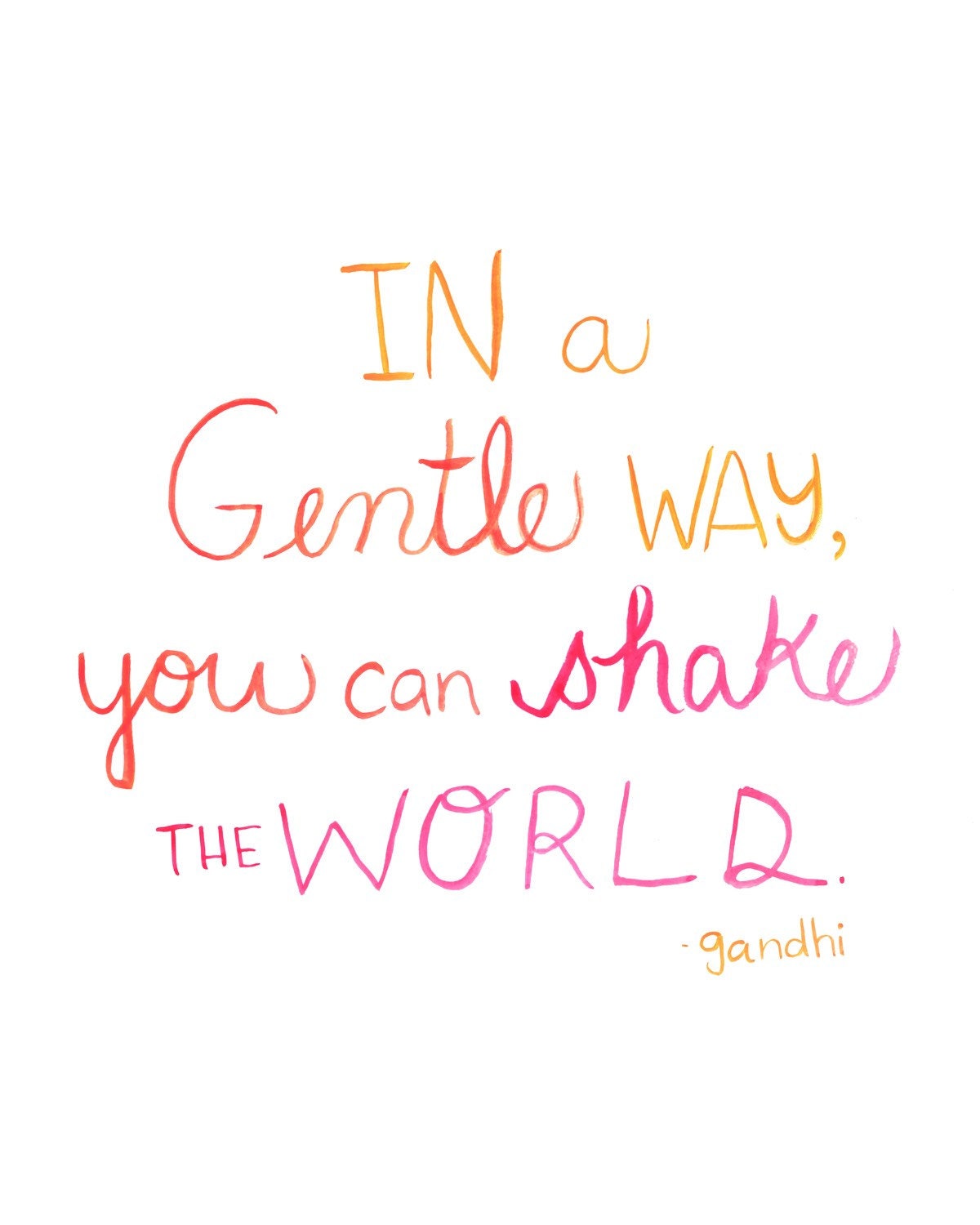 Gandhi Quote Hand Lettering Wall Print Peace Peaceful | Etsy