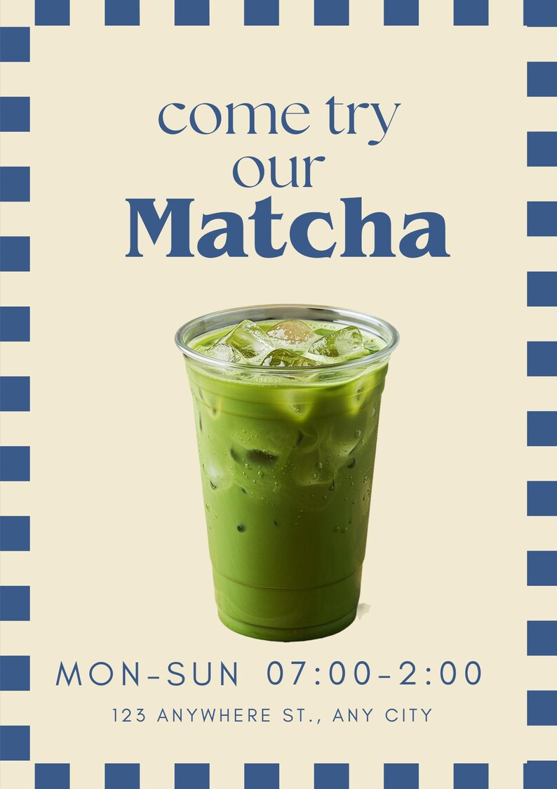 Matcha Cafe Poster | Minimalist Iced Drink Wall Art (digital Download ...