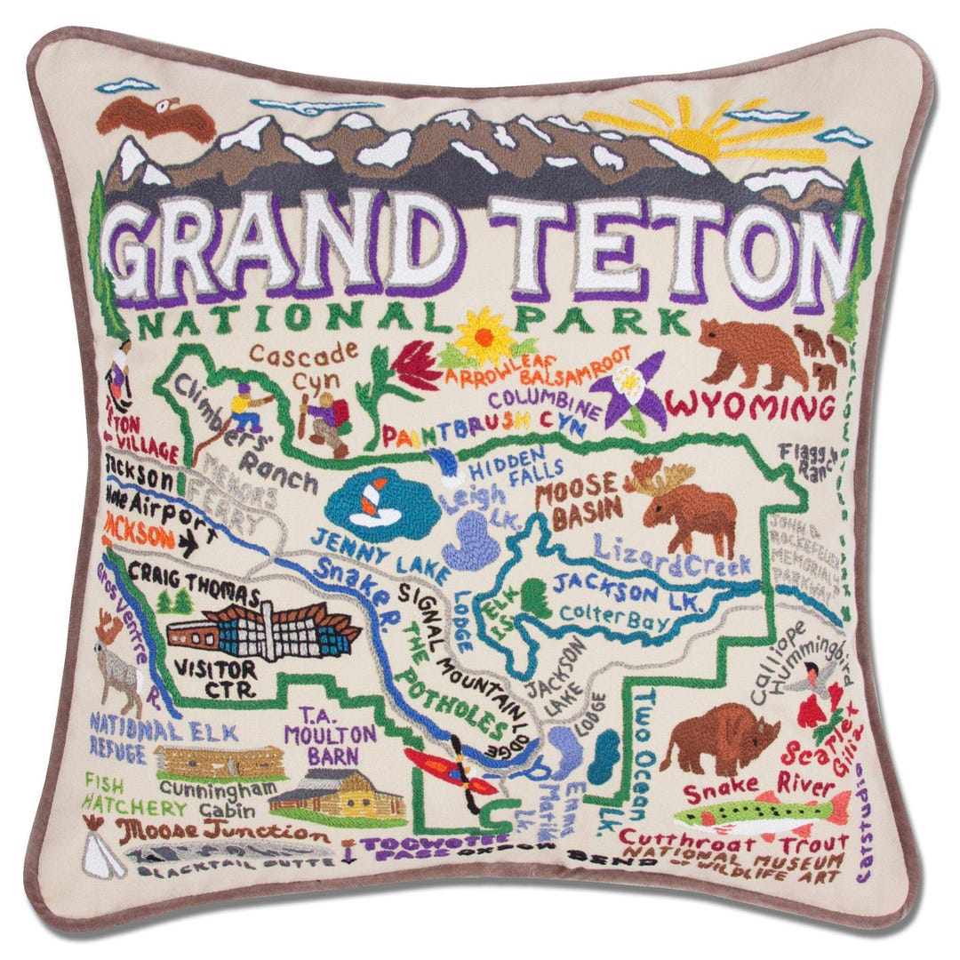 Grand Teton Hand-embroidered Pillow - Etsy