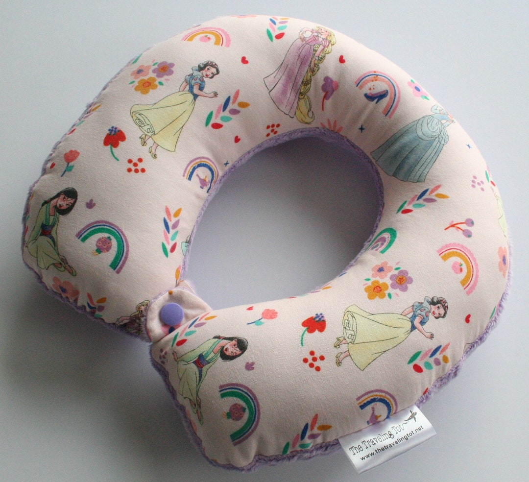 Child Travel Neck Pillow - Princesses (reversible W/ Minky Back ...