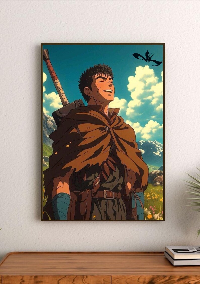 Berserk Guts Smiling Digital Poster | Anime Wall Art | Dark Fantasy ...