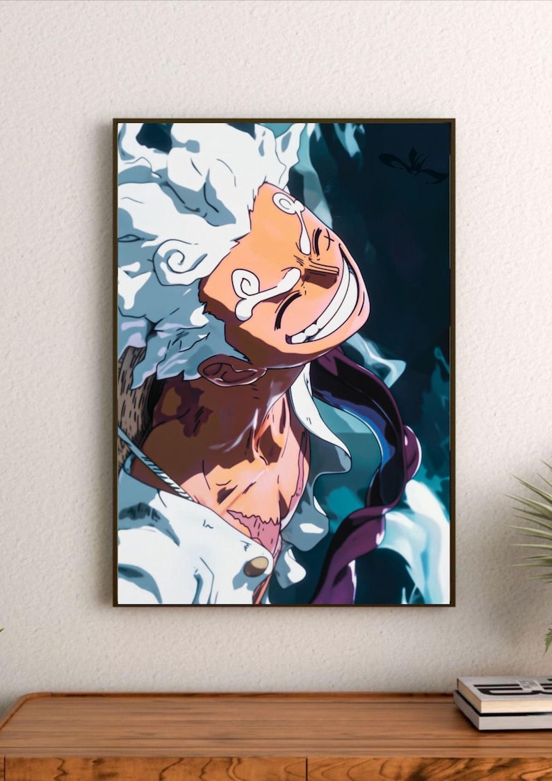 Luffy Gear 5 Anime Poster – Digital Download | One Piece Wall Art ...