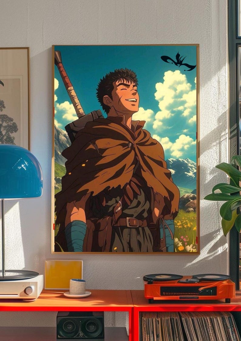Berserk Guts Smiling Digital Poster | Anime Wall Art | Dark Fantasy ...