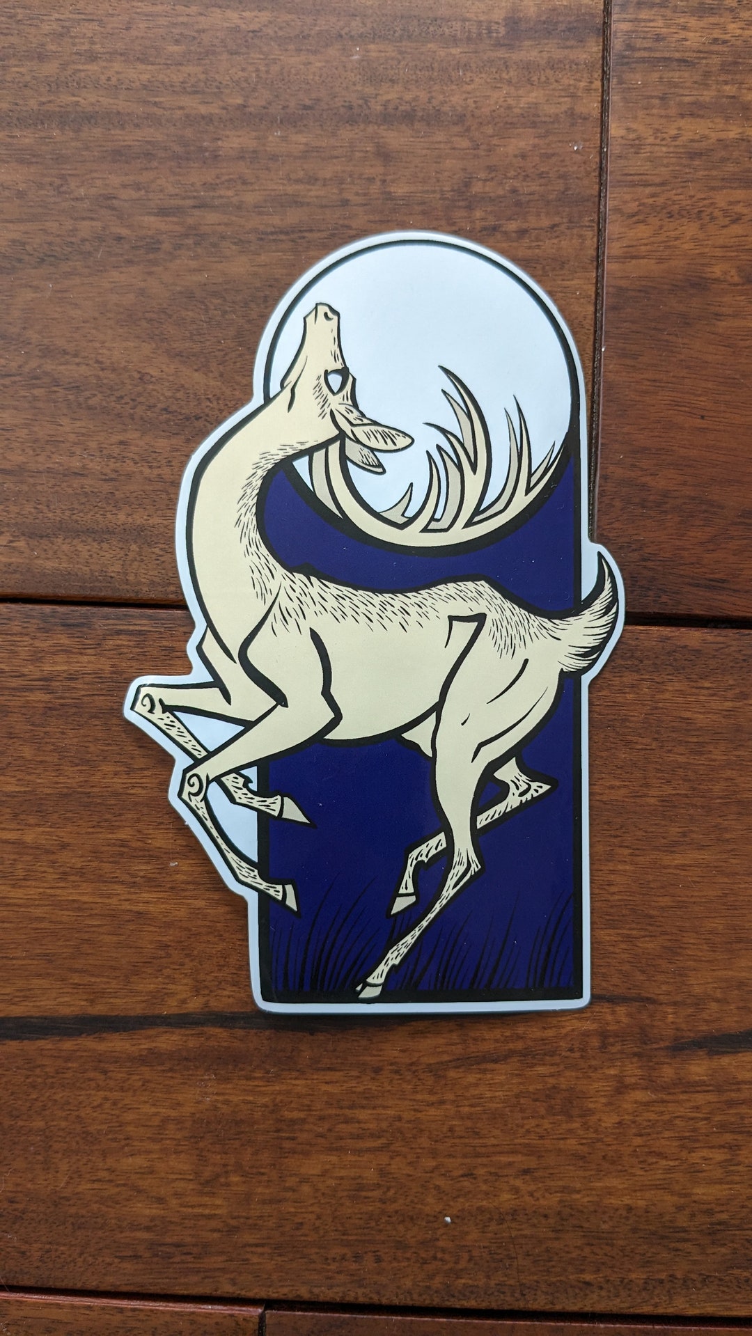 Winter Stag Sticker - Die Cut All Weather Vinyl Sticker of a White Stag ...