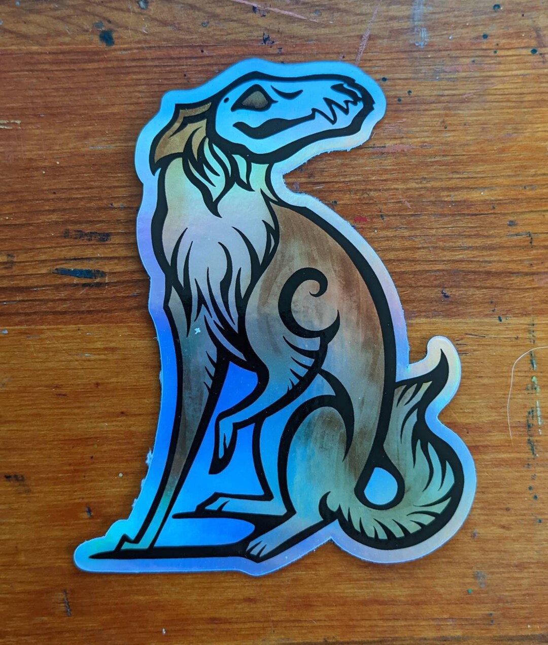 Holo Skull Puppy - Die Cut Holo All Weather Vinyl Sticker of a Silken ...