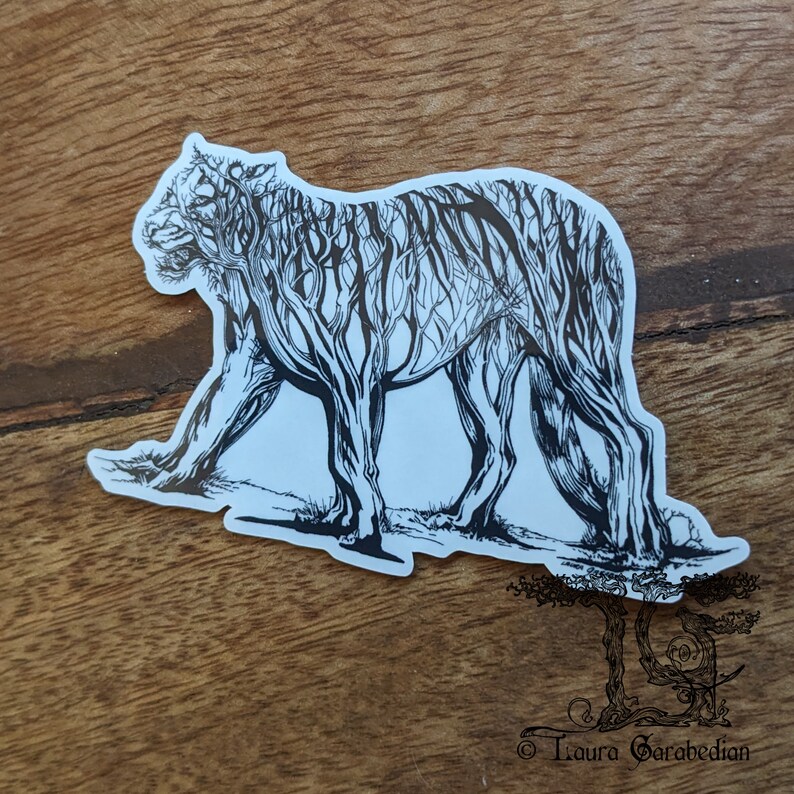 Timberius Tigris Tree Creature Sticker Ink Tiger Drawing - Etsy
