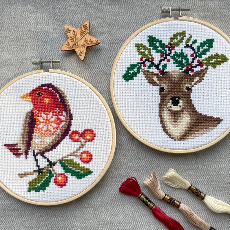Holly Deer - Modern Cross Stitch - PDF Pattern - Etsy