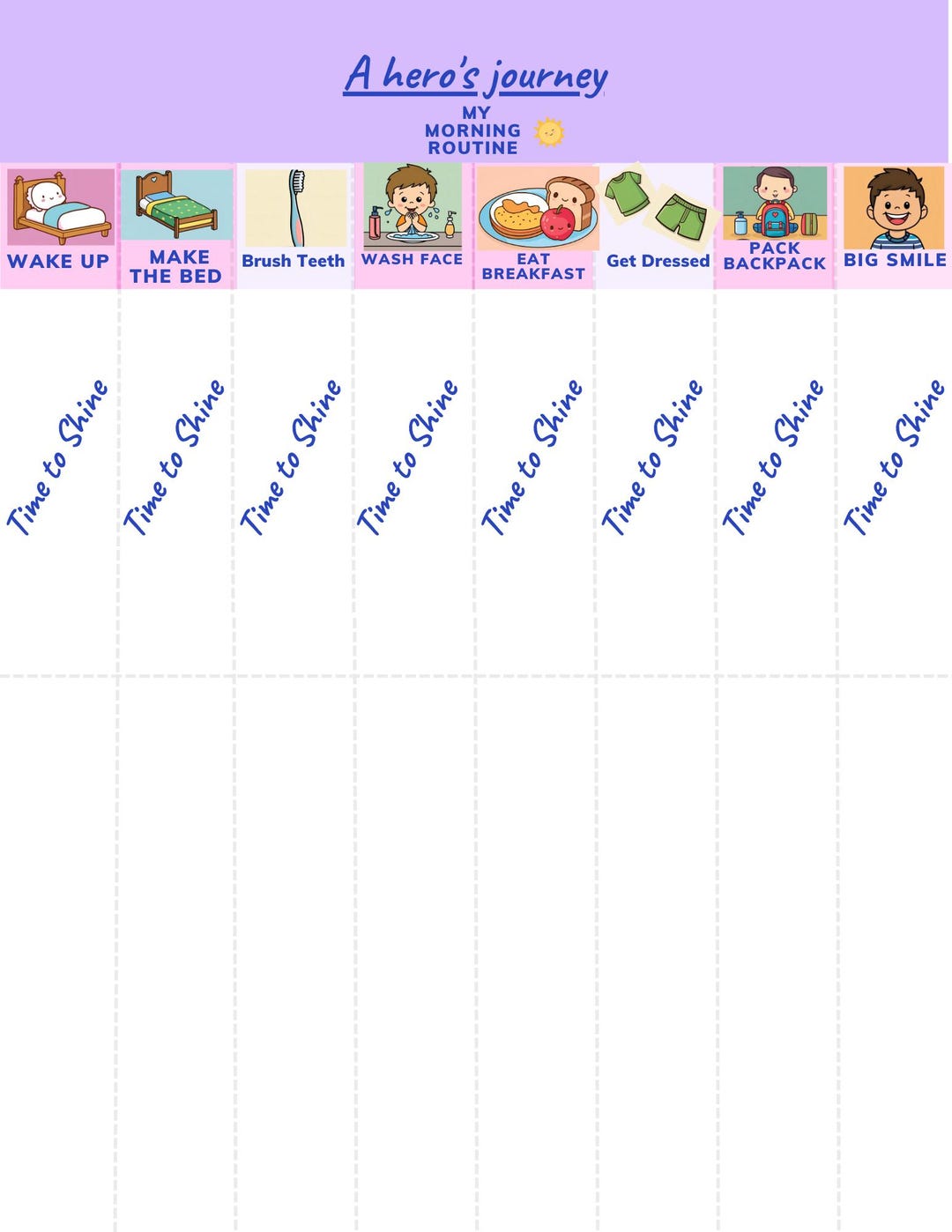 Kids Morning & Night Routine Chart Printable | Visual Schedule for ...