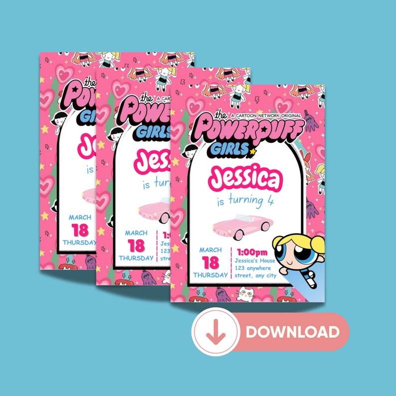Powerpuff Girls Birthday Invitation | Editable Photo Invite Template ...