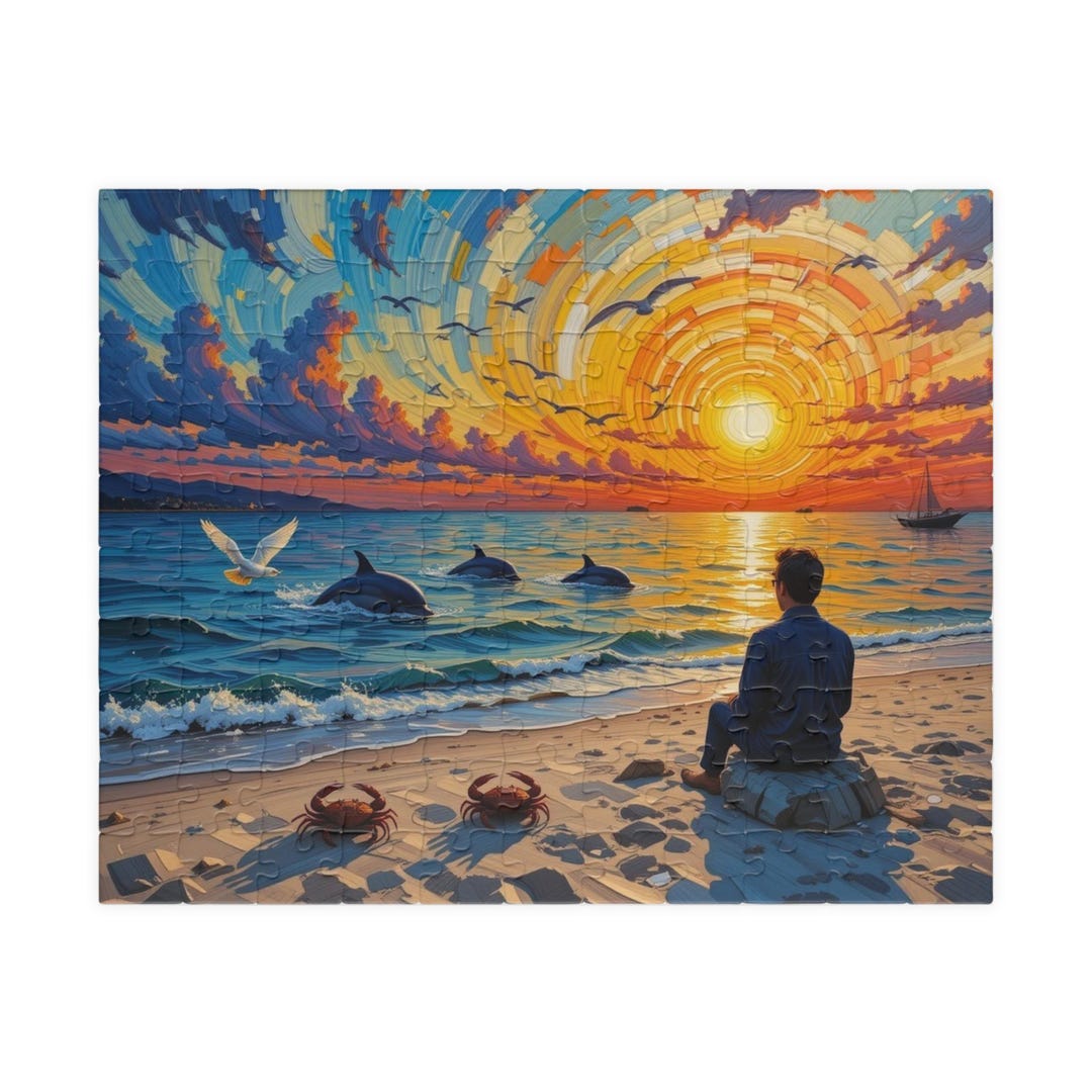 Sunset Beach Puzzle - Relaxing Scene for Ocean Lovers, Family Game ...