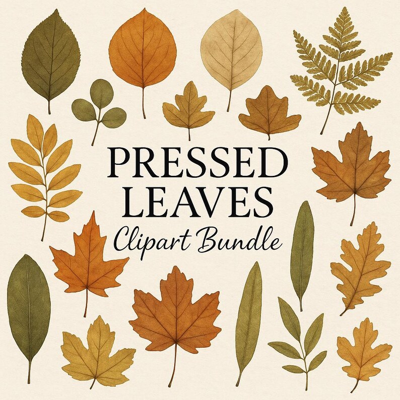 Pressed Leaves Clipart Bundle | Realistic Dried Leaf Pngs | Autumn ...