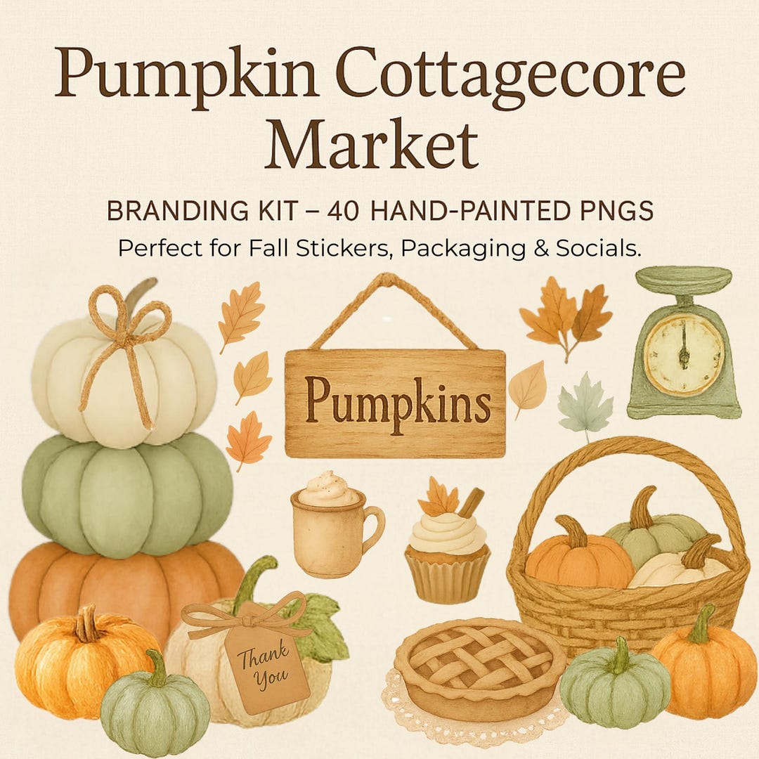 Cottagecore Pumpkin Clipart Bundle - Etsy