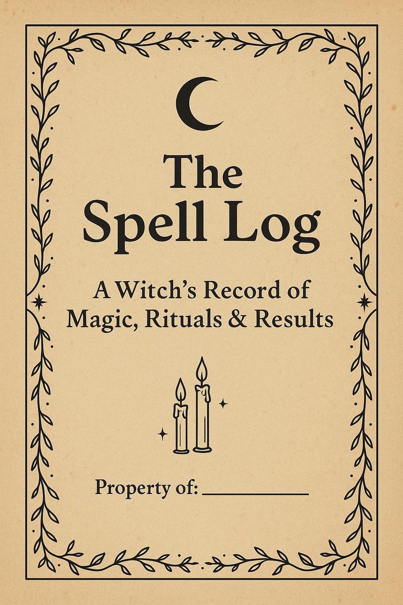 Printable Spell Log Witchcraft Journal Grimoire Pages Book of Shadows ...