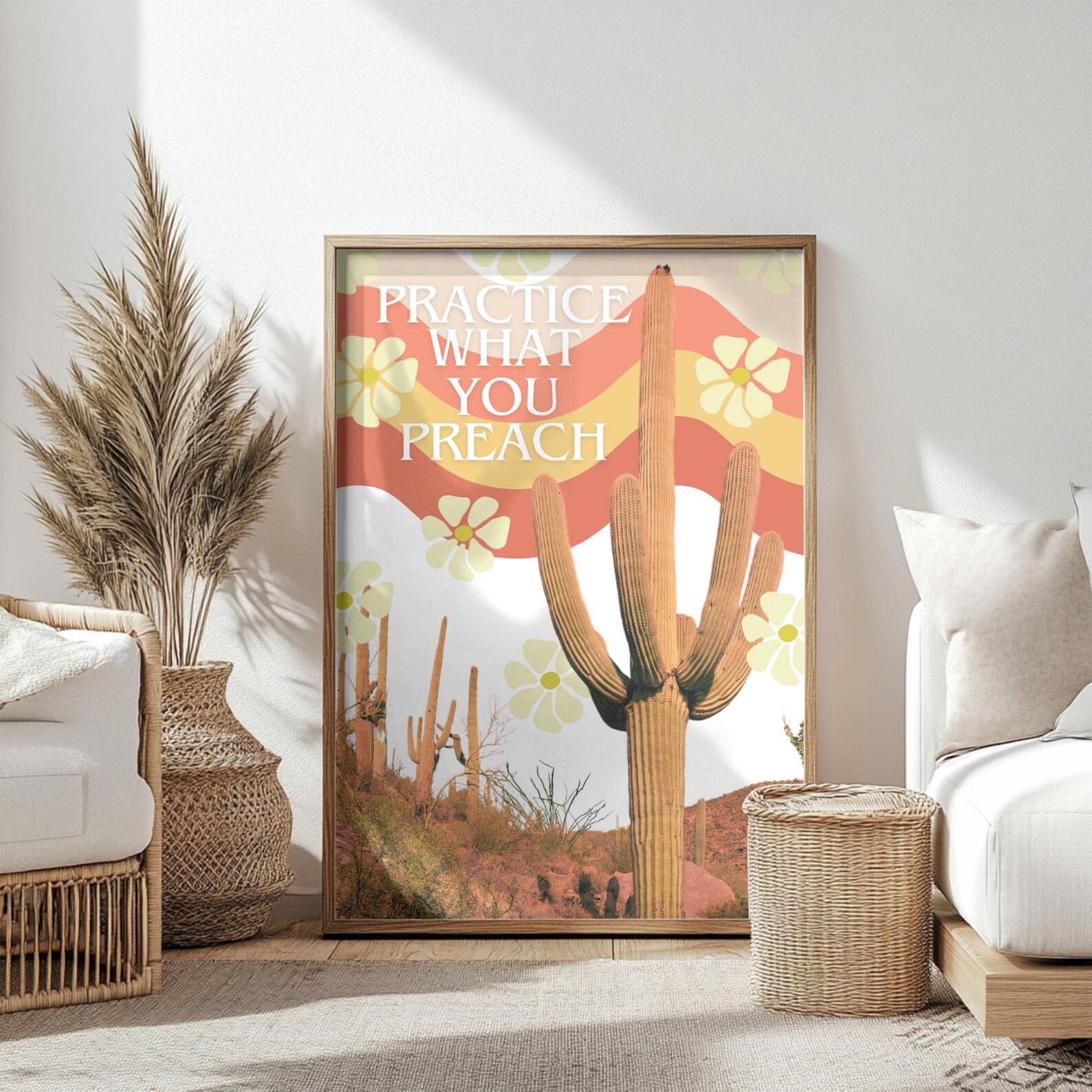 Practice What You Preach Wall Art, Cactus Wall Art, Whimsical Poster ...