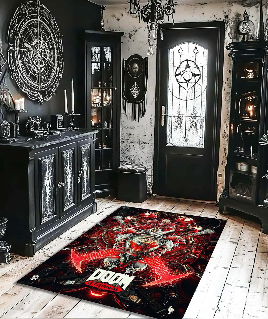 Doom Eternal Rug: Black and Red Skull Gamer Room Decor - Etsy