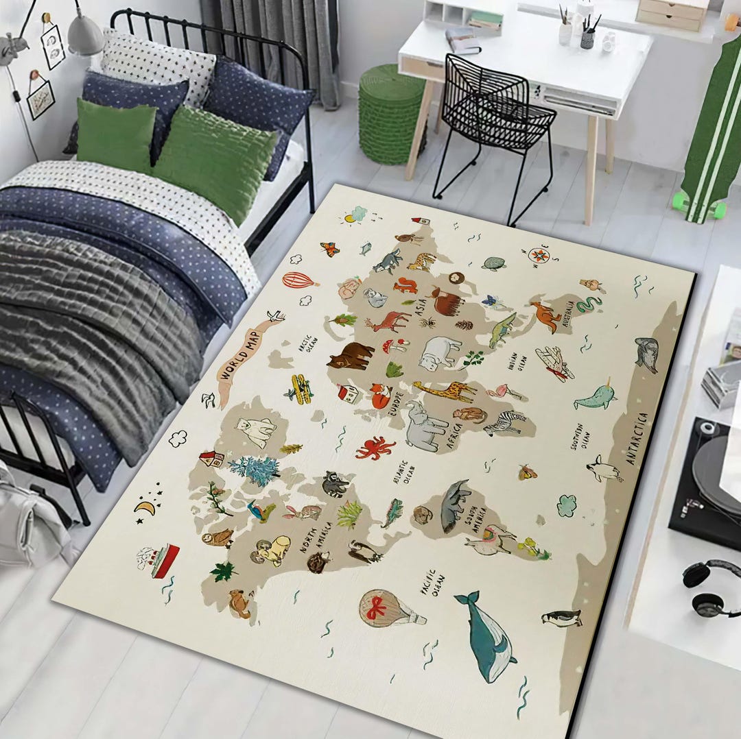 Map Rug,chart Carpet,plan Rug,the World Map Runner,kids and Baby Play ...
