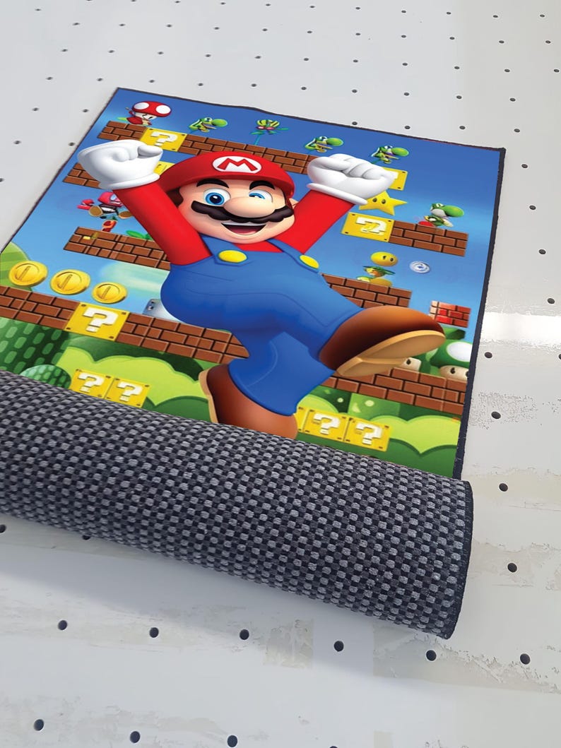 Mario Starry Night Rug: Kids Gaming Room Decor - Etsy