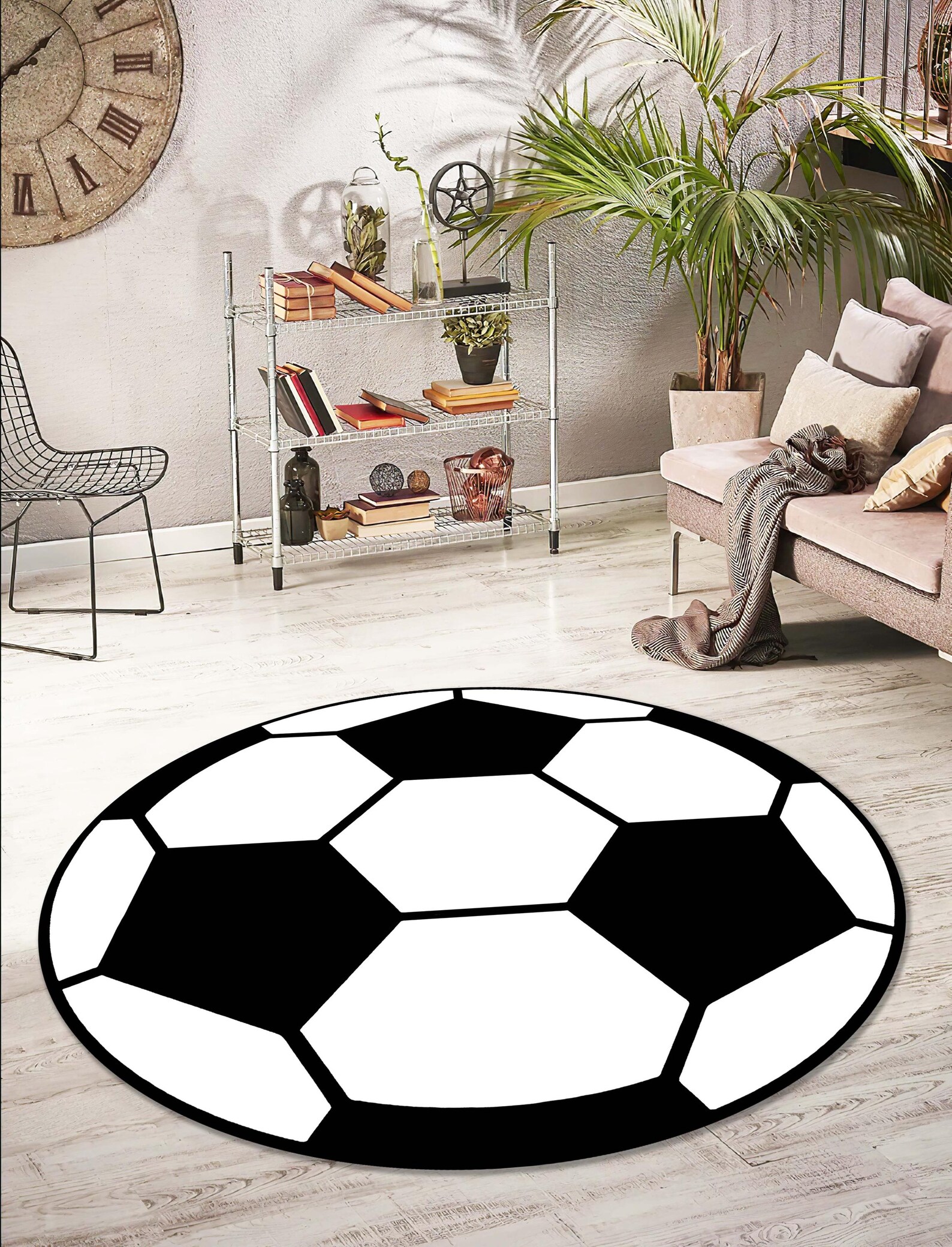 Soccer Ball Rugs,round Washable Kids Room Carpet,non-slip Sports Decor ...