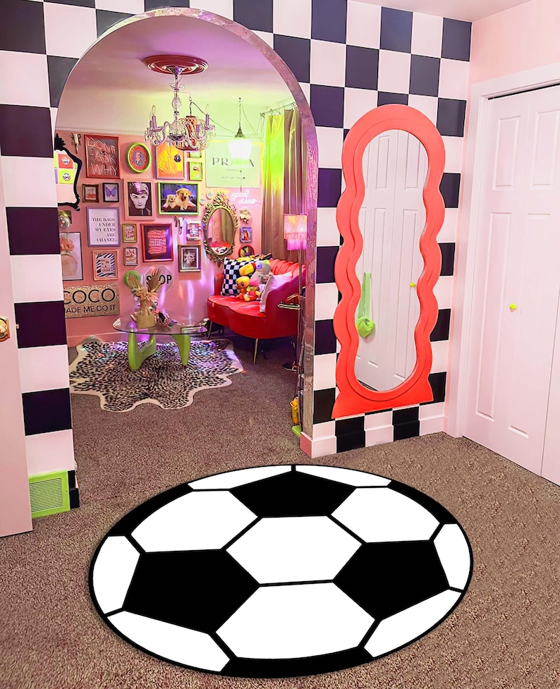 Soccer Ball Rugs,round Washable Kids Room Carpet,non-slip Sports Decor ...