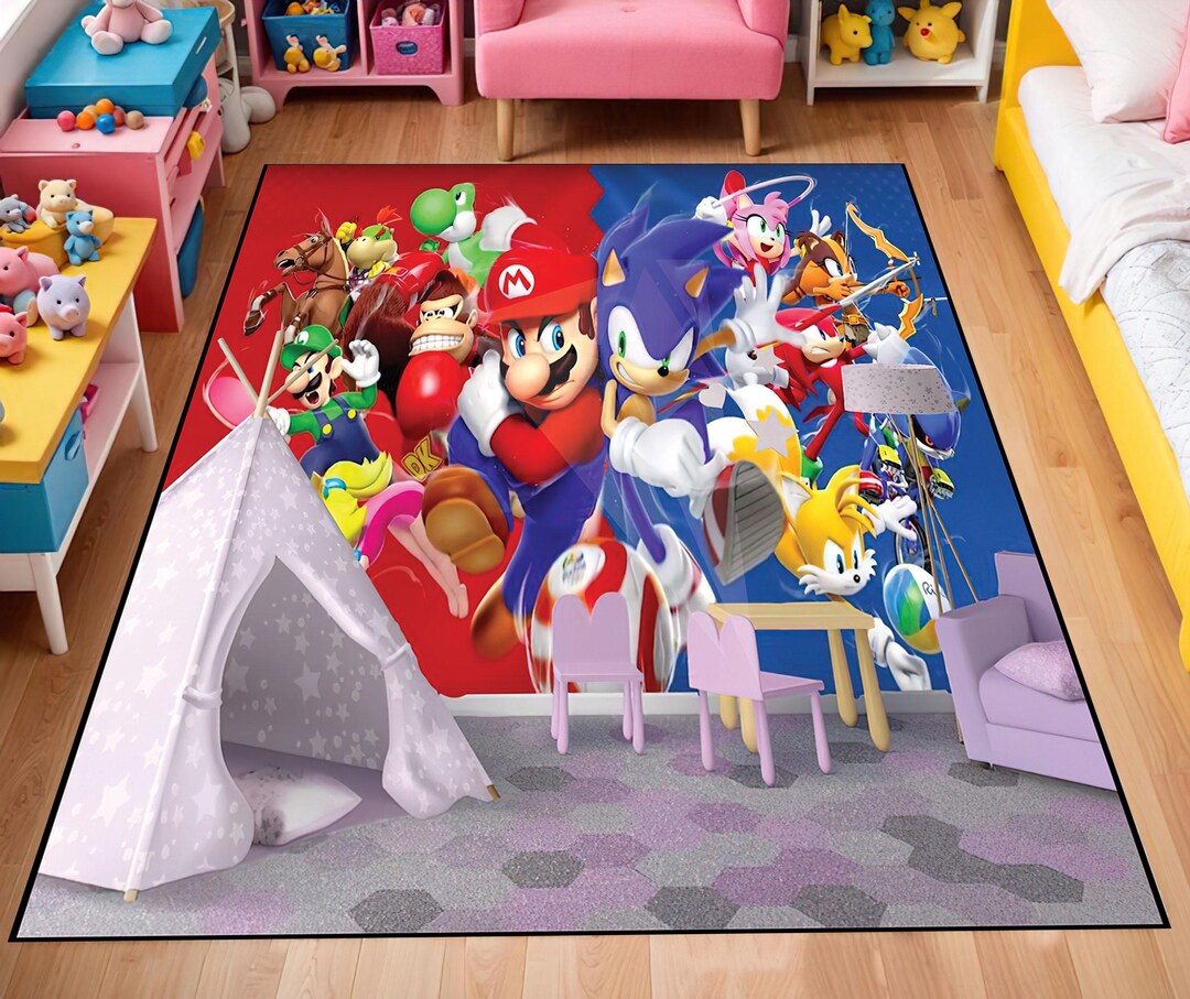 Mario World Starry Night Rug,mario Rug,shadow the Hedgehog Carpet, Soft ...