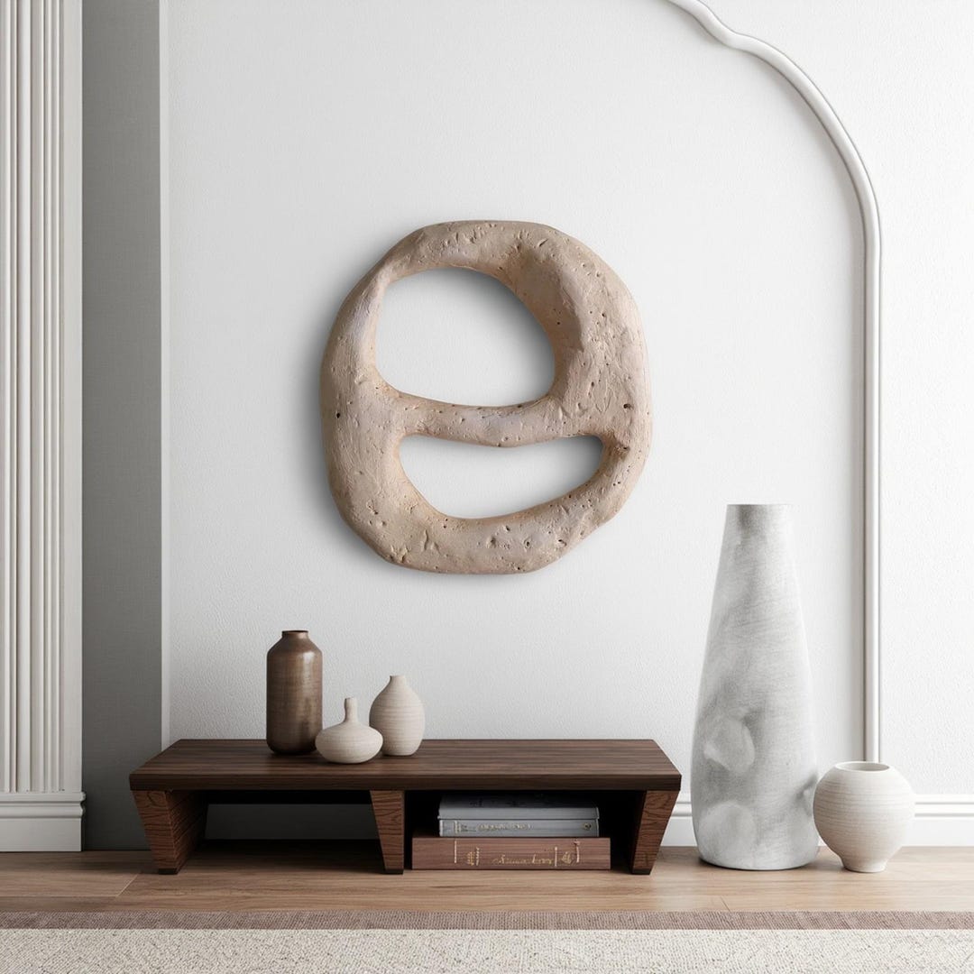 Textured Plaster Wall Sculpture – Circular Perforated Design, Wabi Sabi ...