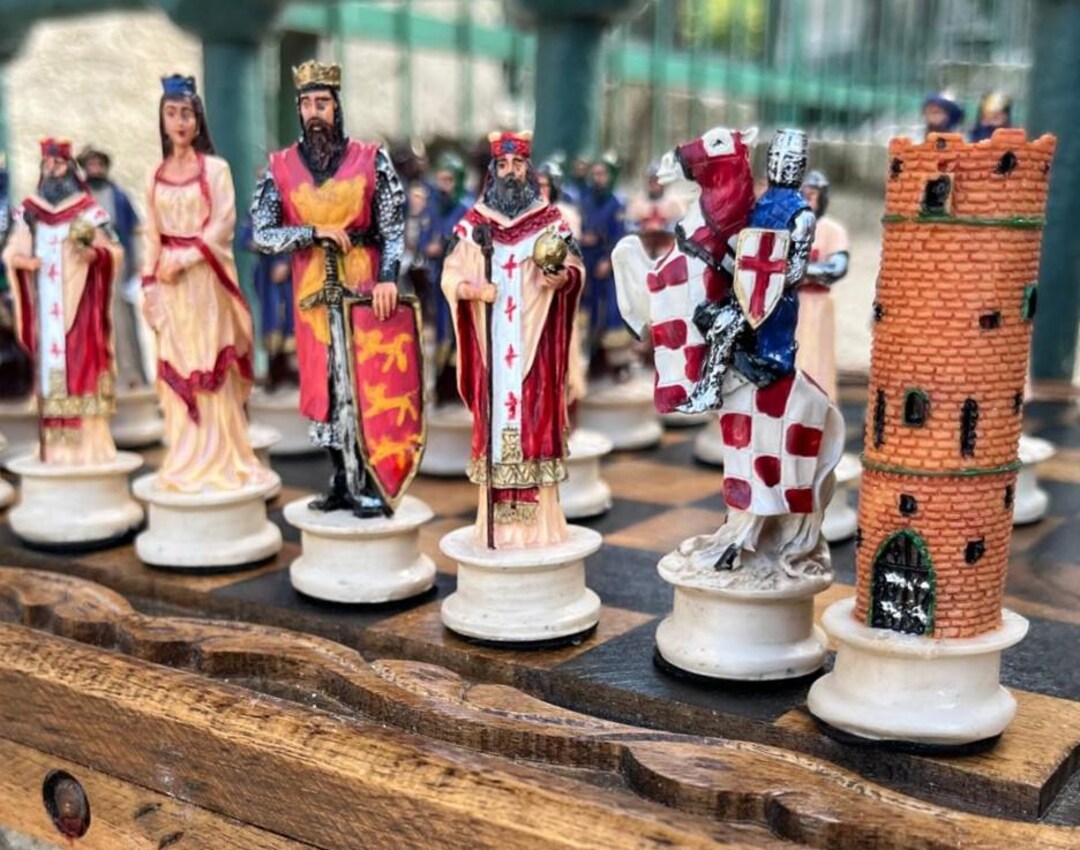 Medieval Crusaders Chess Set – Solid Walnut Vintage Board | Handcrafted ...